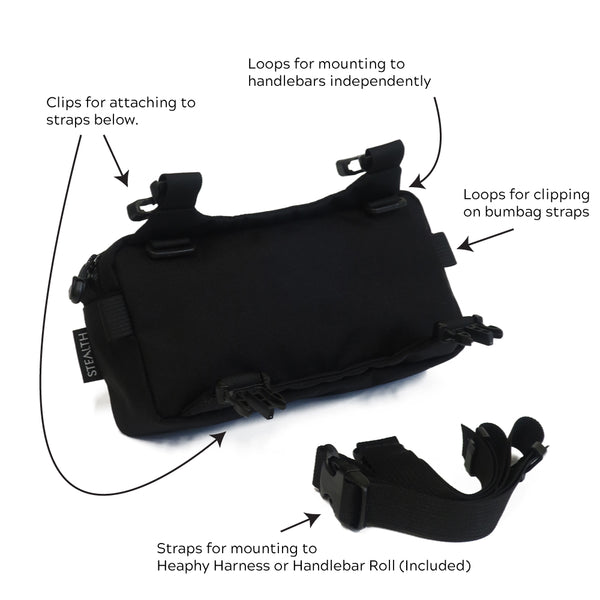 Handlebar Bag - Black Front Loader | Stealth Bike Bags – Stealth ...